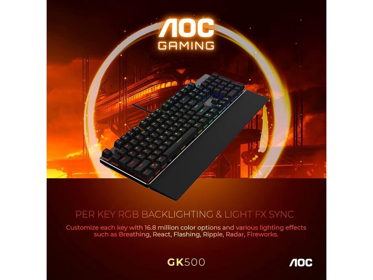 AOC Gaming Full RGB Mechanical Keyboard, 104-Key Outemu Blue Switches ...