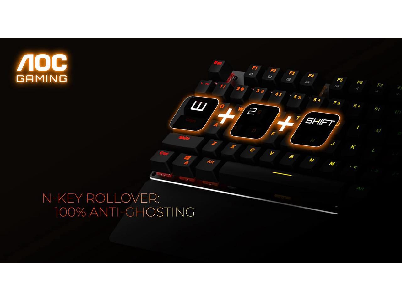 AOC Gaming Full RGB Mechanical Keyboard, 104-Key Outemu Blue Switches ...
