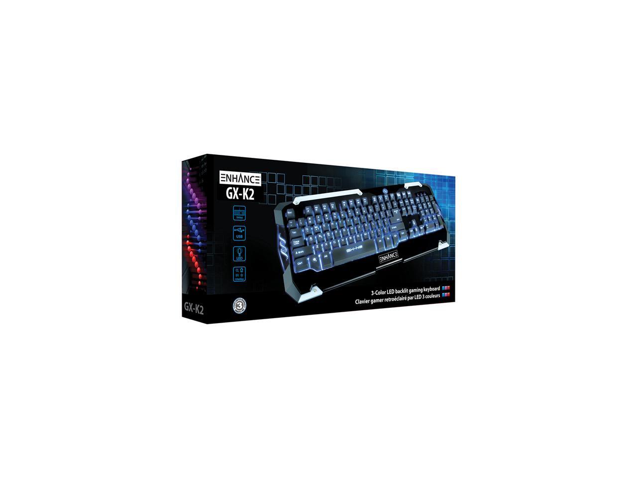 ENHANCE GX-K2 LED Gaming Keyboard with Mechanical Feel Hybrid Switches ...