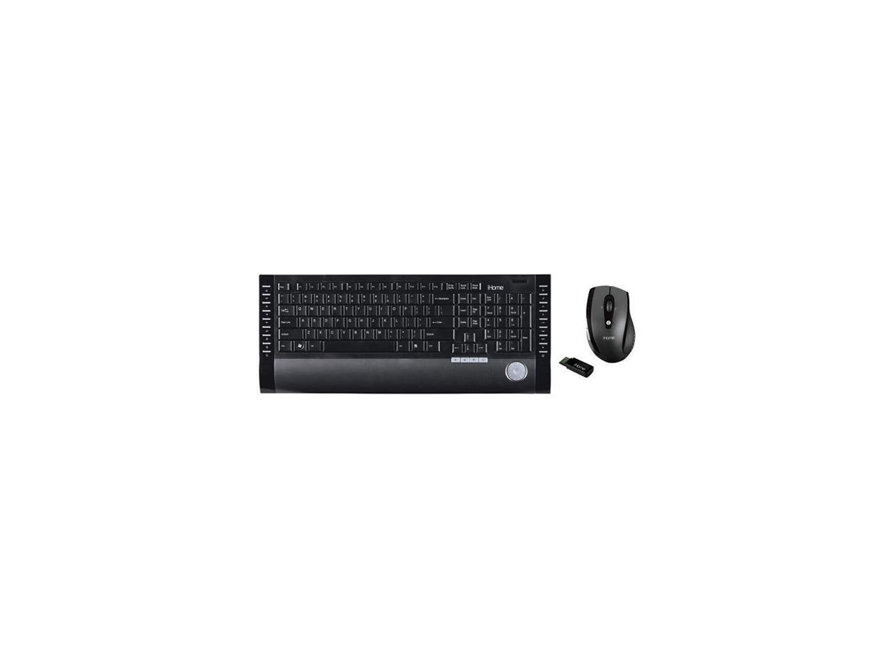 iHome IH-K225LB Black Wireless Multimedia Keyboard and Laser Mouse ...