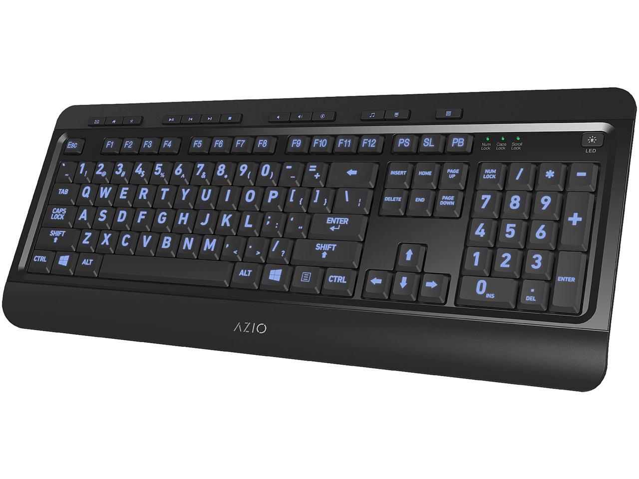 Open Box: AZIO KB505U Black USB Wired Standard Large Print 3 Color ...