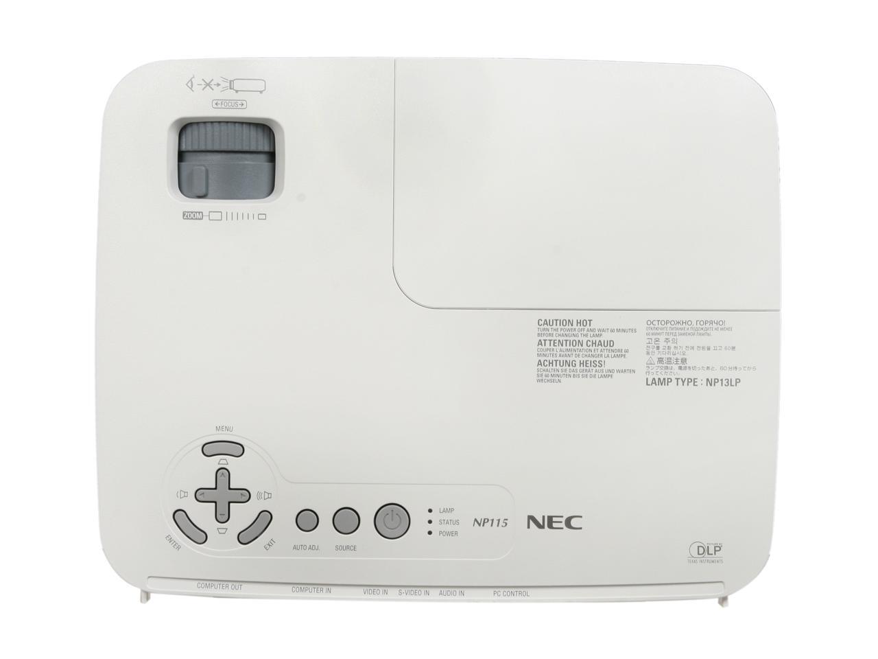 NEC Display Solution NP115 SVGA 800x600 2500 Lumens 3D Ready Multimedia ...