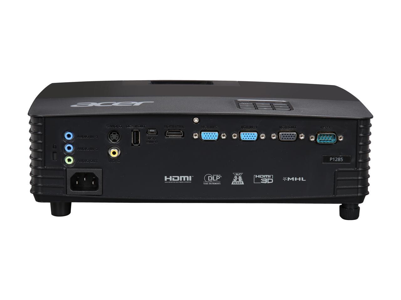 Acer P1285 XGA 1024 x 768, 3,200 ANSI Lumens 2000:1 DLP Projector with ...