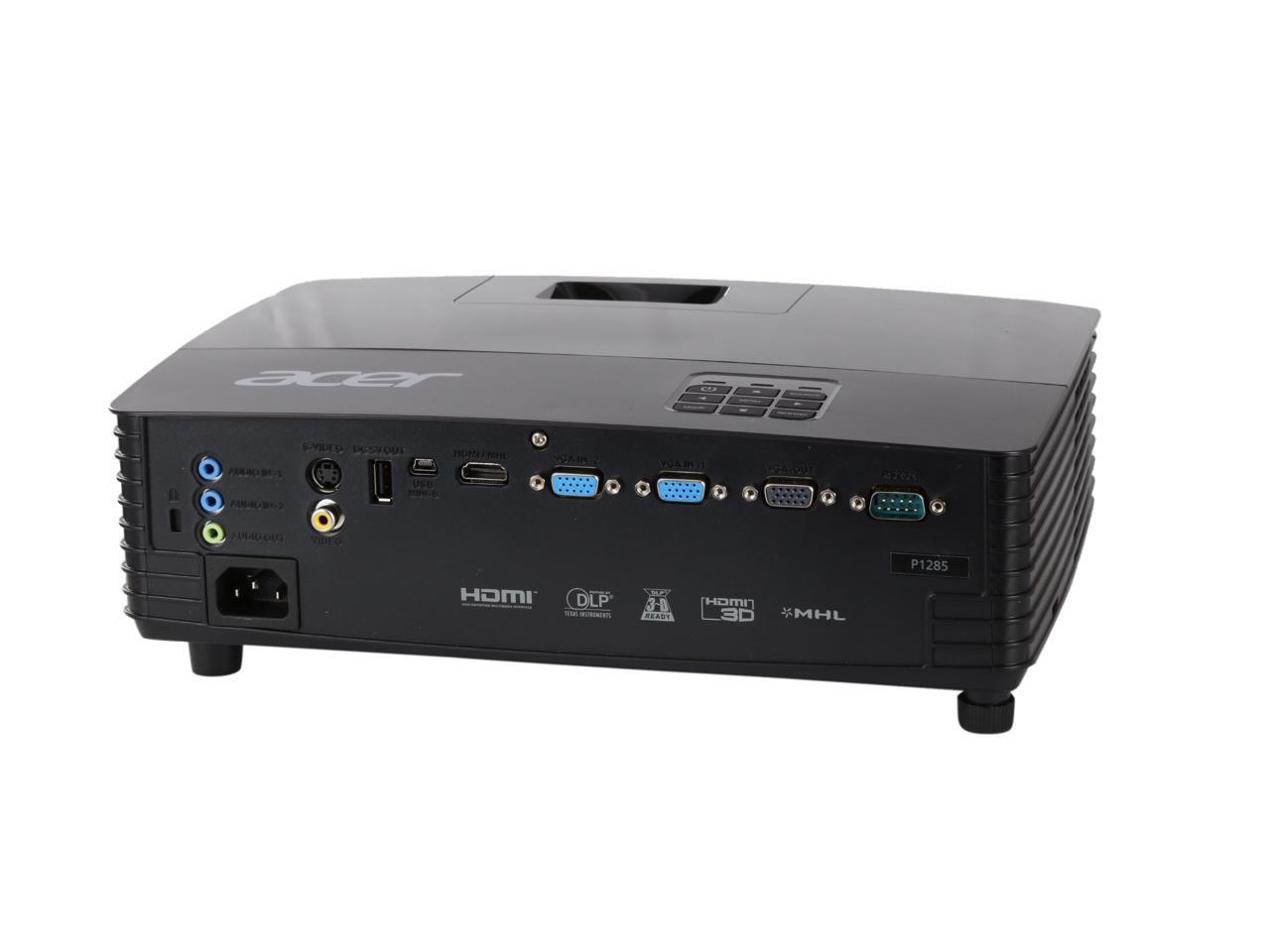 Acer P1285 XGA 1024 x 768, 3,200 ANSI Lumens 2000:1 DLP Projector with ...