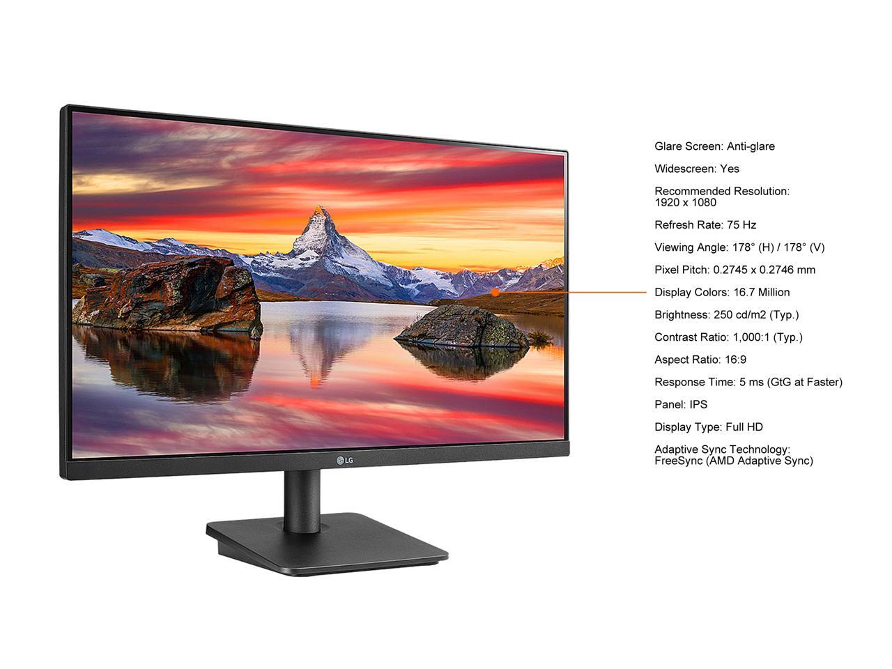 LG 24MP400-B 24" Full HD 1920 x 1080 IPS 75Hz AMD FreeSync HDMI D-Sub ...