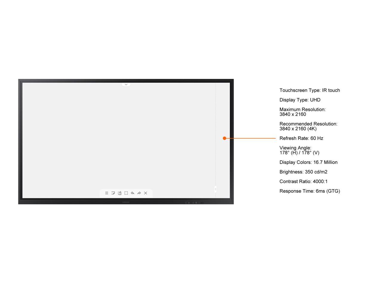 SAMSUNG WM85A Charcoal Black 85" IR touch Interactive Digital Display ...