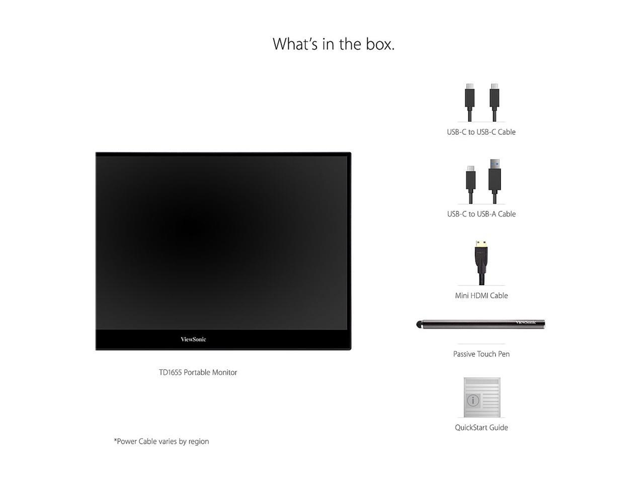 ViewSonic TD1655 15.6 Inch 1080p Portable Monitor with IPS Touchscreen ...
