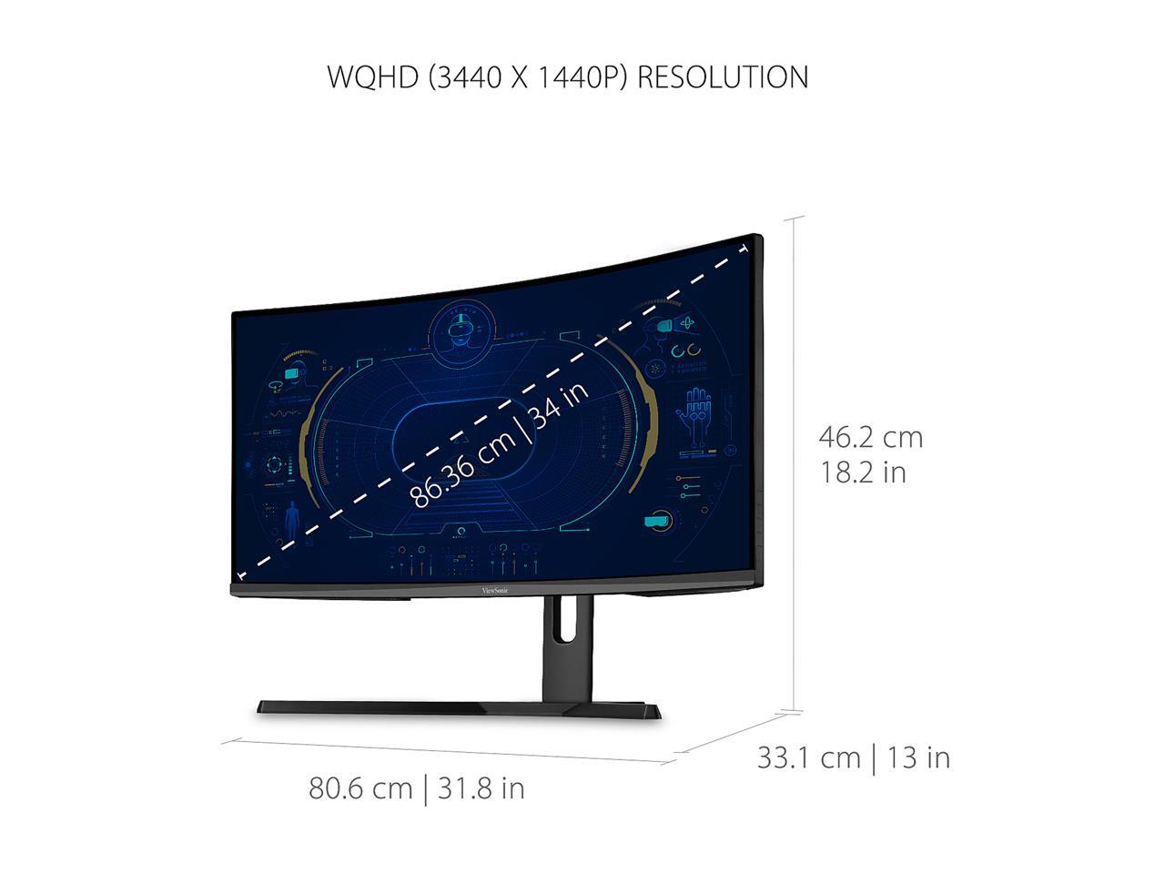 ViewSonic VX3418-2KPC 34 Inch 21:9 UltraWide WQHD 1440p 144Hz 1ms ...