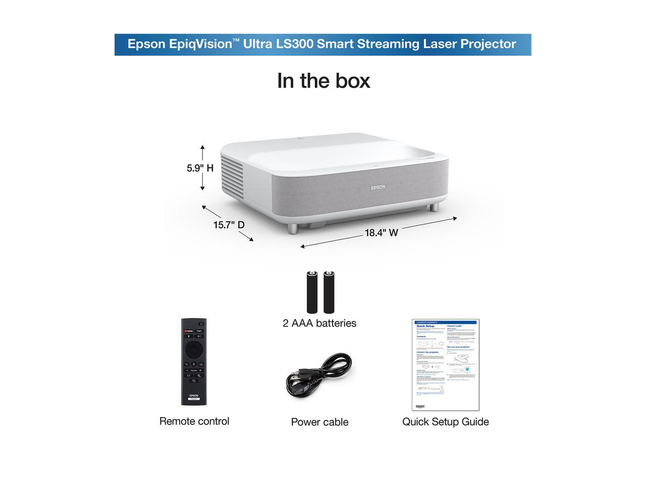 Epson EpiqVision Ultra LS300 Smart Streaming Laser Projector - White ...