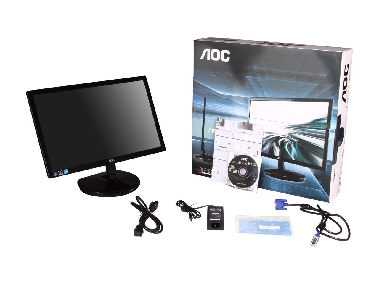 AOC e2043Fk Black 20" 5ms LED Backlight LCD Monitor Slim Design 250 cd ...