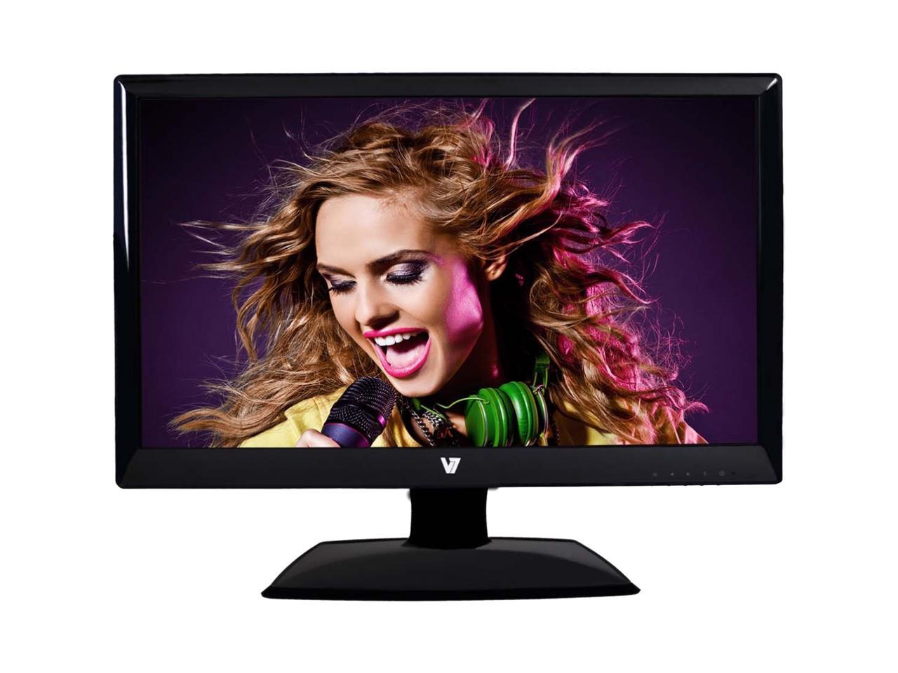 V7 Glossy Black 19" 5ms LED Backlight LCD Monitor Built-in Speakers ...