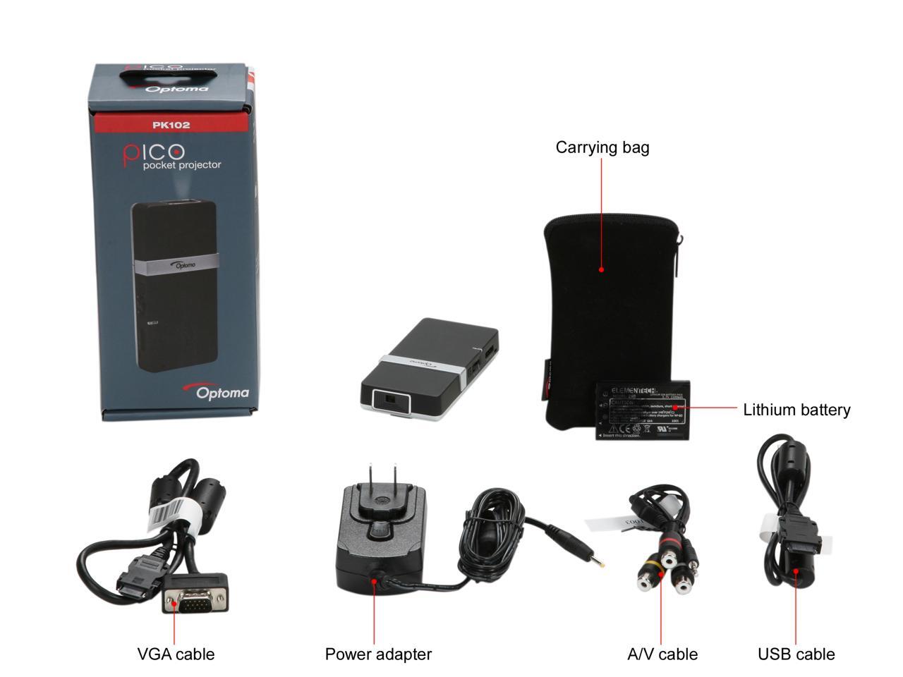 Optoma PK-102 480x320 10 Lumens DLP Pico Pocket Projector - Newegg.com