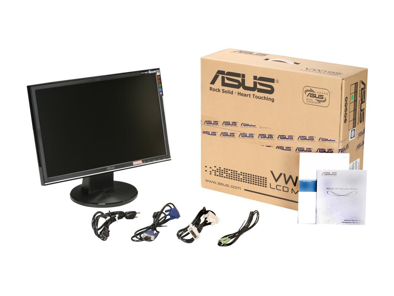 ASUS 19" TFT LCD WXGA+ LCD Monitor 5 ms 1440 x 900 D-Sub, DVI-D VW195T ...