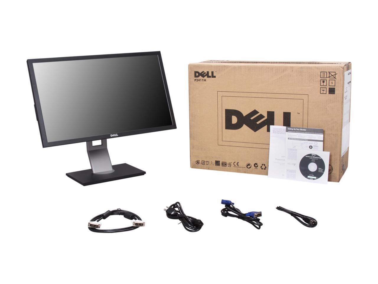 Dell P2411H Black 24" 5ms Height,Swivel & Tilt Adjustable LED Backlight ...