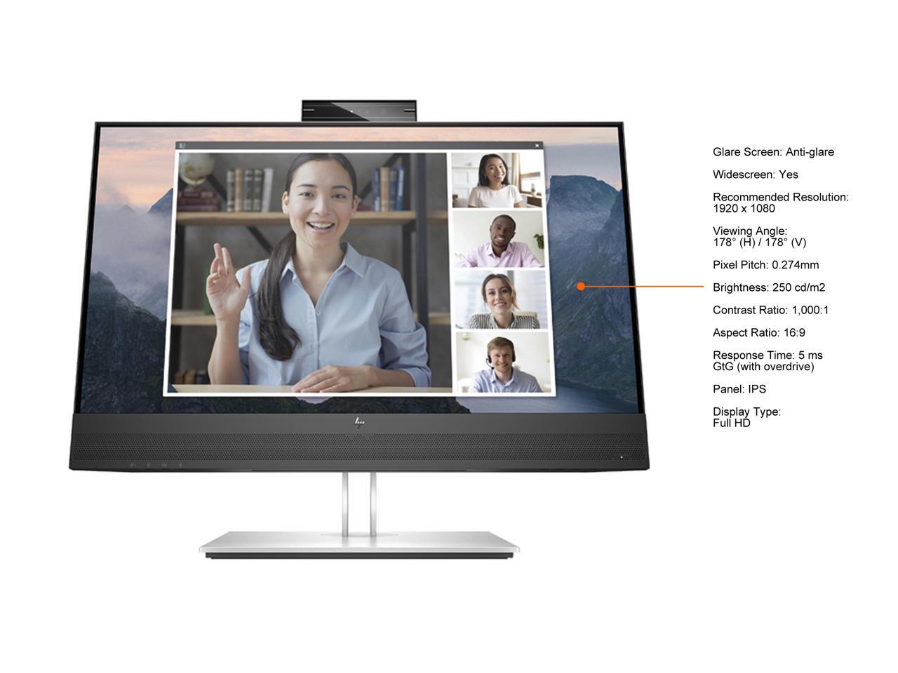 HP 24" (23.8" Viewable) IPS FHD IPS Conferencing Monitor 5 ms GtG (with ...