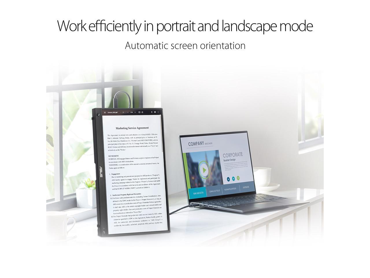 ASUS ZenScreen Touch Screen 15.6" 1080P Portable USB Monitor (MB16AHT ...