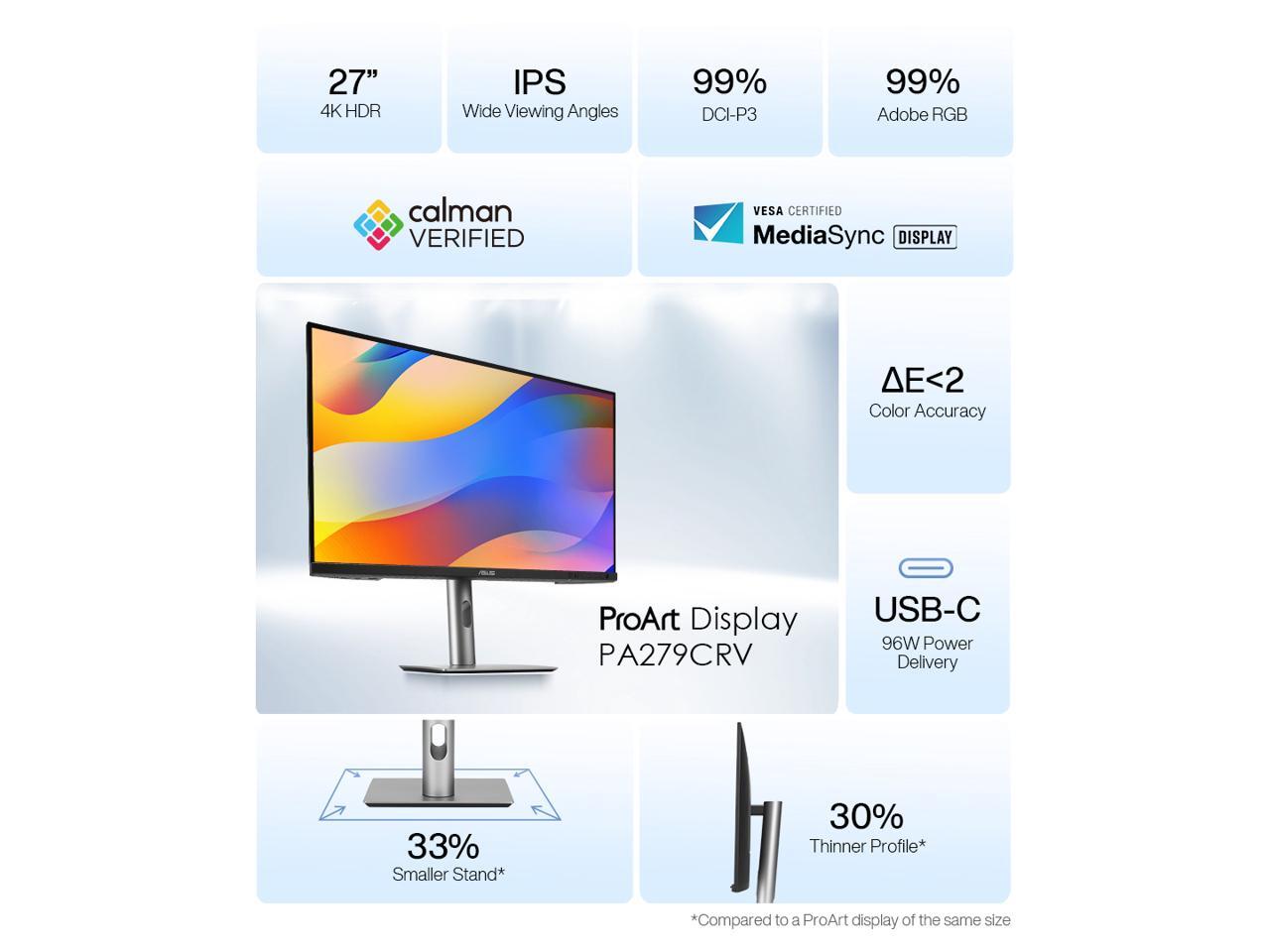 ASUS ProArt Display 27" 4K HDR Professional Monitor (PA279CRV) - IPS ...