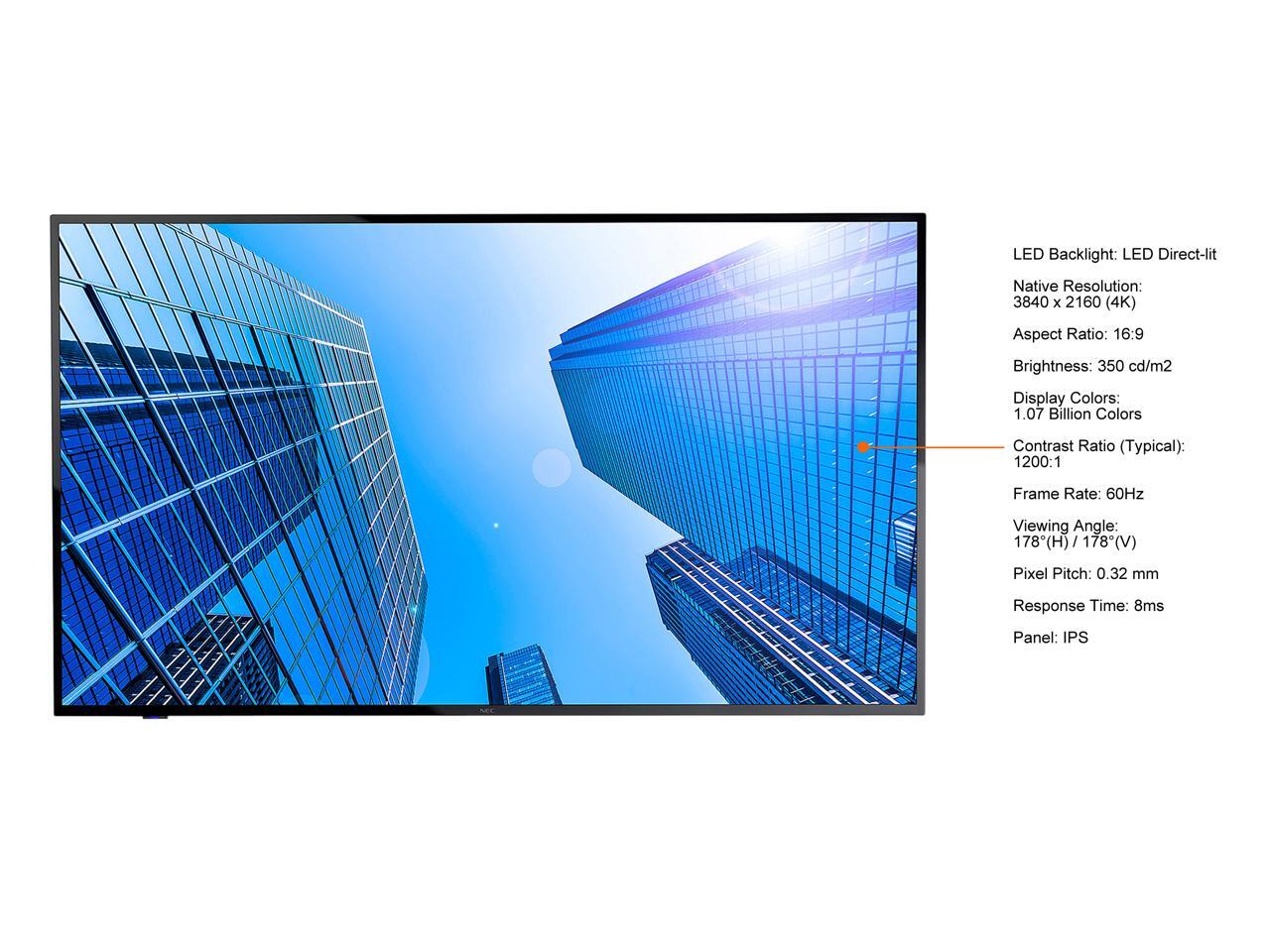 NEC Display Solutions E558 55" 4K UHD Display with Integrated ATSC/NTSC Tuner Built-in Speaker ...