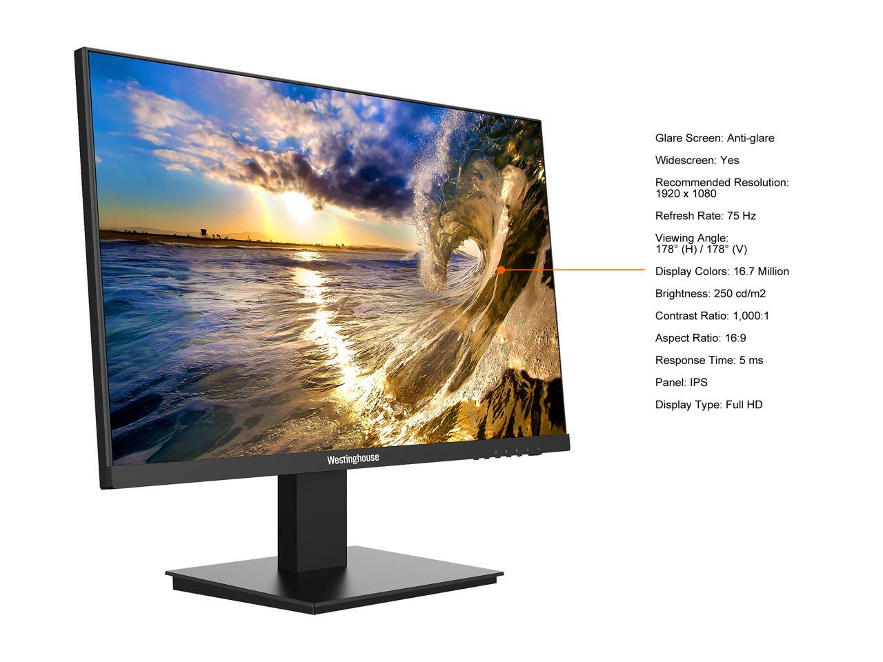 Westinghouse 24" (23.8" Viewable) 75 Hz IPS FHD IPS Monitor 5 ms 1920 x ...
