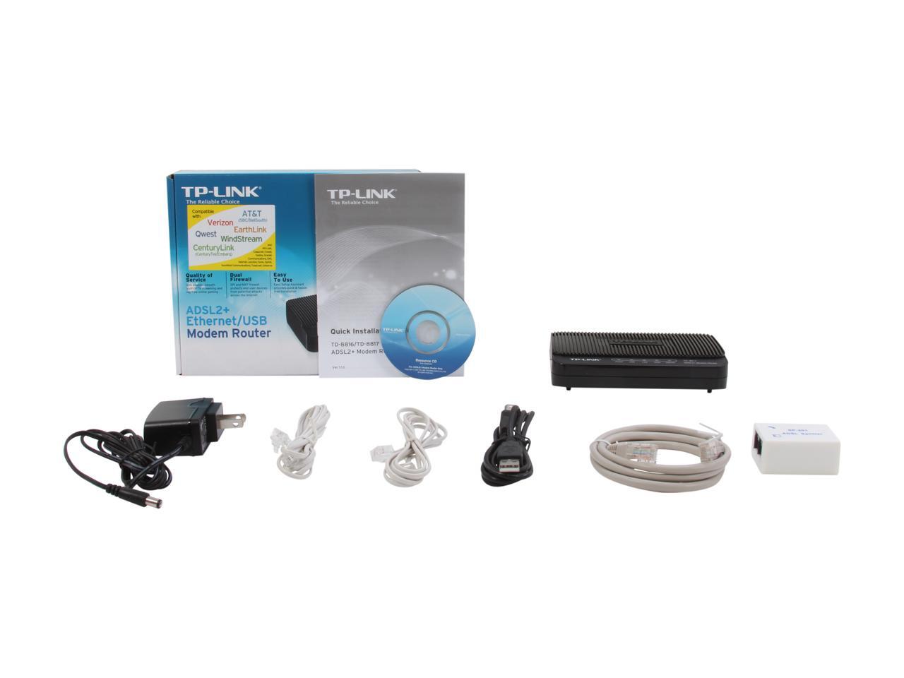 TP-LINK TD-8817 ADSL2+ Ethernet / USB Modem Router - Newegg.com