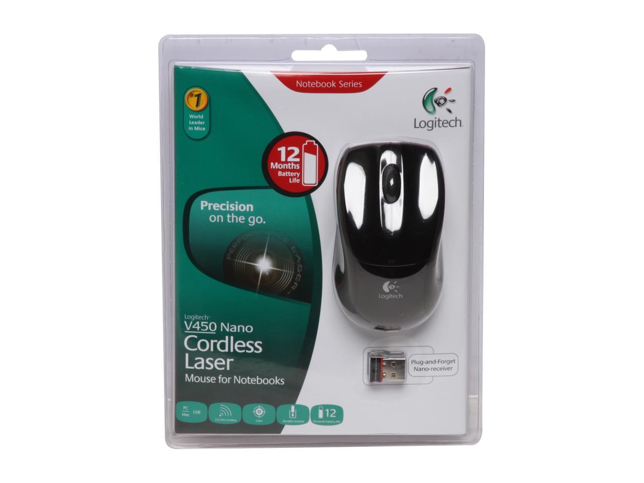 Logitech V450 Nano Black Cordless Laser Mouse for Notebooks - Newegg.com