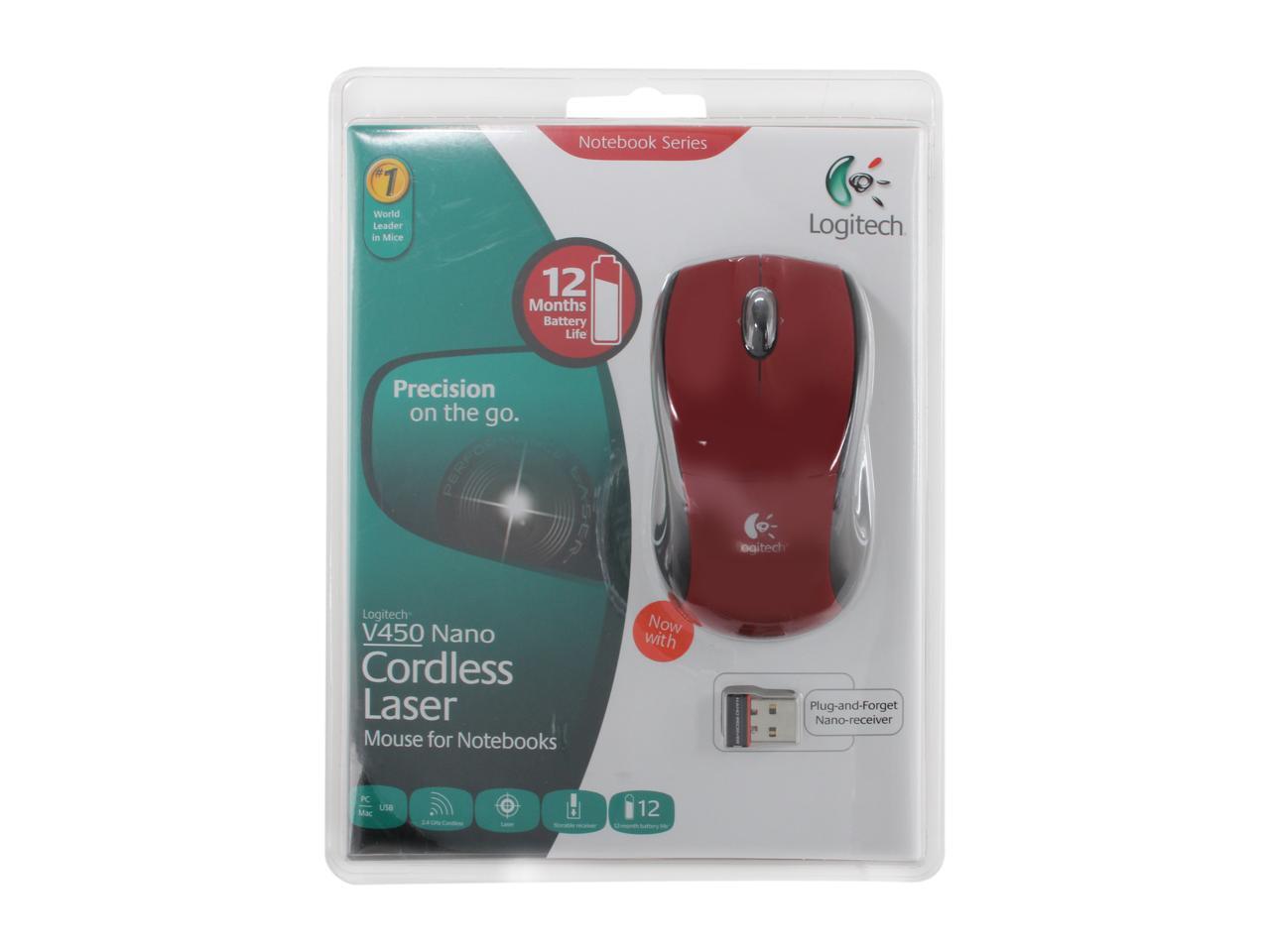 Logitech V450 Nano Red Cordless Laser Mouse - Newegg.com