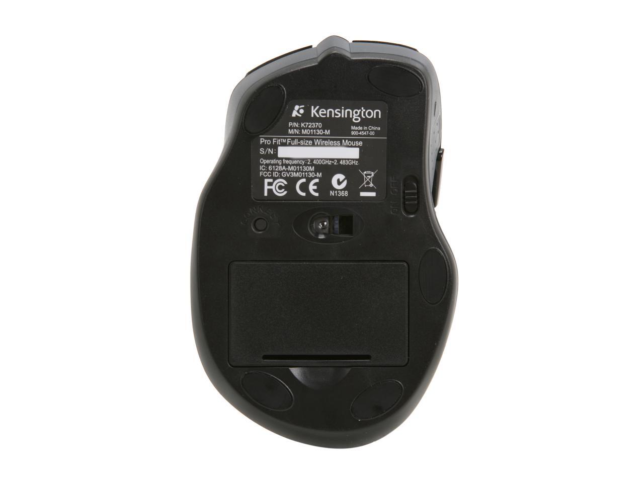 Kensington Pro Fit Full Sized Mouse K72370US Black RF Wireless Optical ...