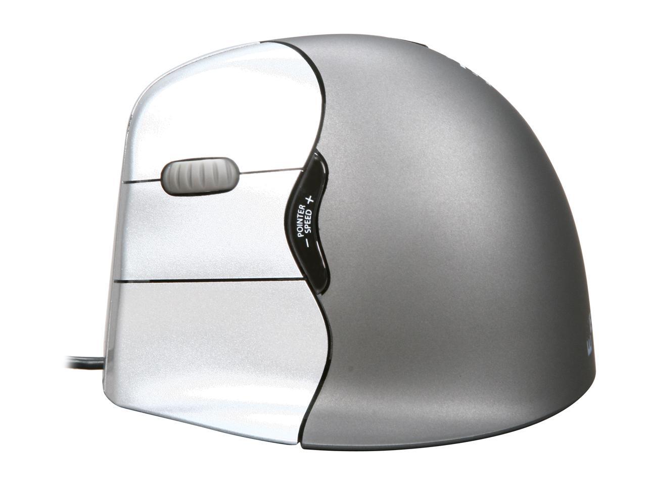 Evoluent VM4L Silver/Black Wired Laser Vertical Mouse Left Handed ...