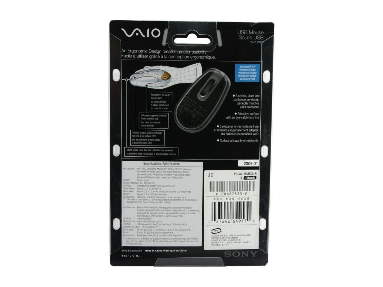 SONY VAIO Optical Mobile Mouse (Black) PCGA-UMS3/B - Newegg.com