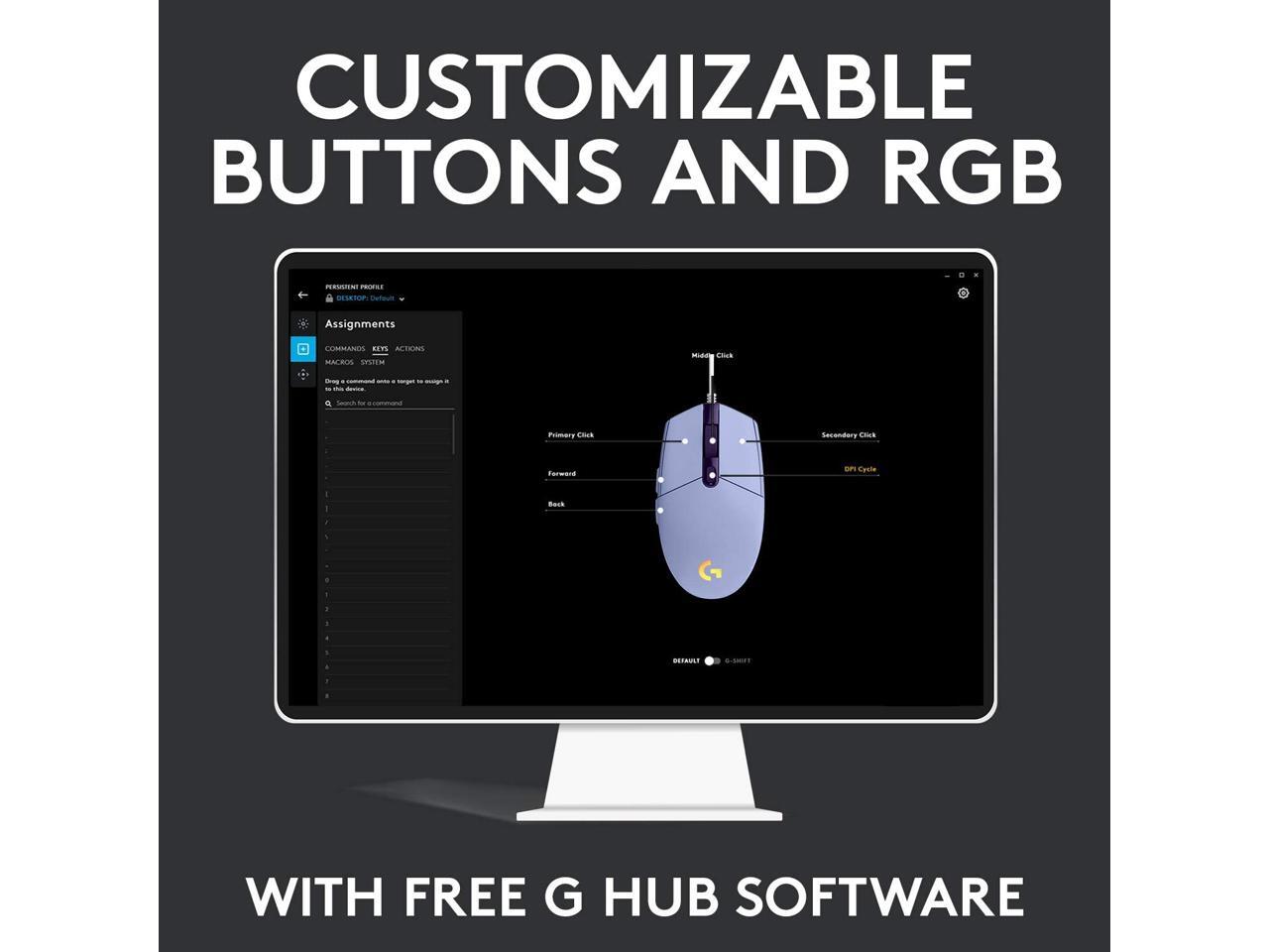 Logitech G203 Wired Gaming Mouse, 8,000 DPI, Rainbow Optical Effect ...