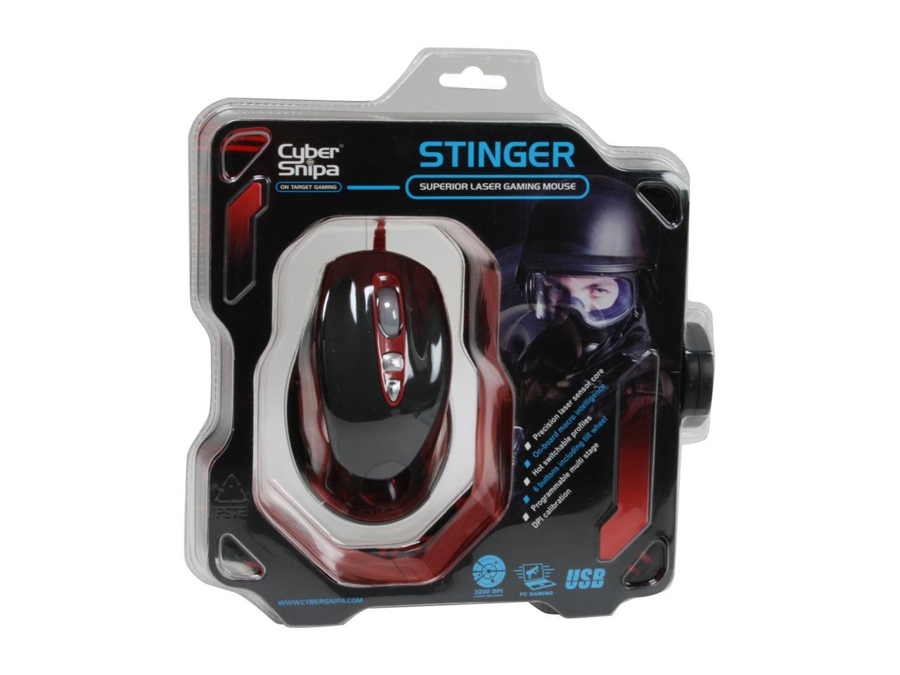Cyber Snipa CSLMST01 Black/Red Wired Laser Stinger Mouse - Newegg.com