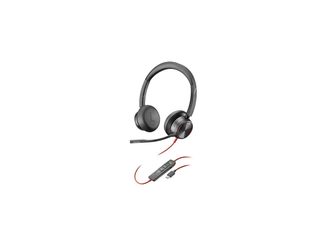 Poly - Blackwire 8225 Wired Headset with Boom Mic (Plantronics) - Dual-Ear (Stereo) Computer ...