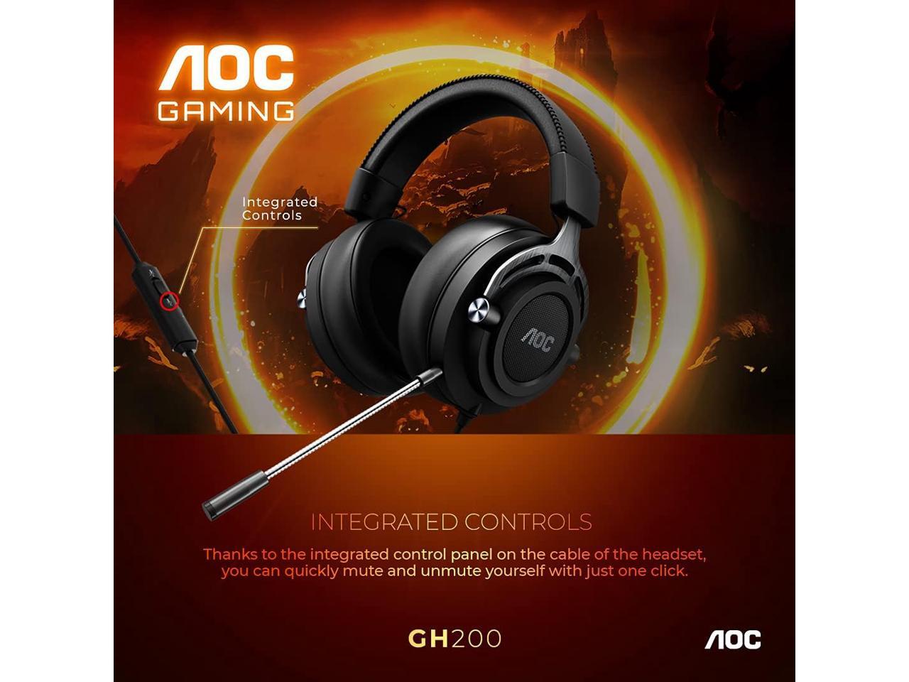 AOC Gaming GH200 Wired Gaming Headset with 2.0 Stereo Sound, Built-in ...