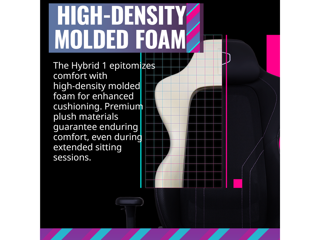 Cooler Master Hybrid 1 Ergonomic Gaming Chair, MuscleFlex Mesh, Airflow Mesh, High-Density ...