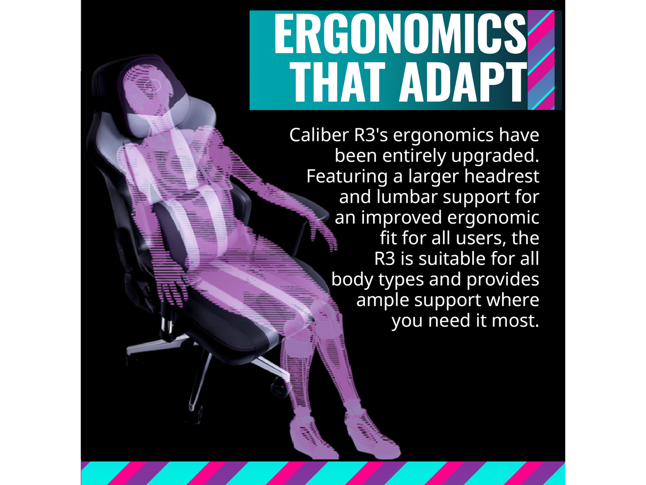 Cooler Master Caliber R3 Gaming Chair Black Ergonomic 360° Swivel, 180 ...