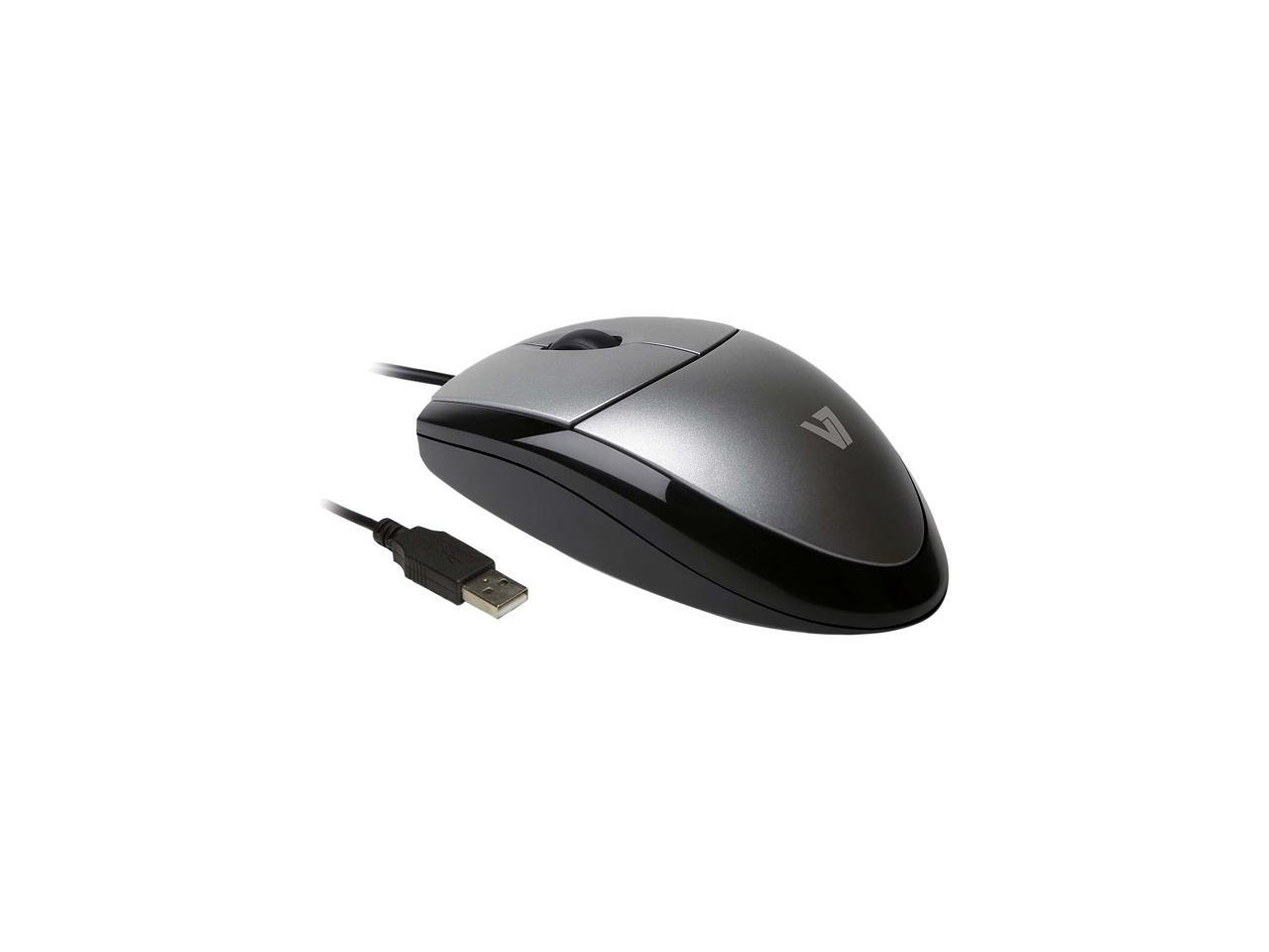 V7 Full size USB Optical Mouse MV3000010-5NC Silver/Black Wired Optical ...