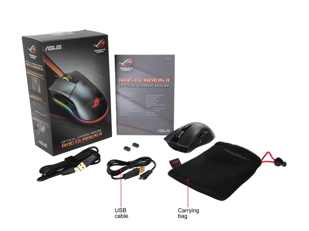ASUS ROG Gladius II Aura Sync USB Wired Optical Ergonomic Gaming Mouse ...