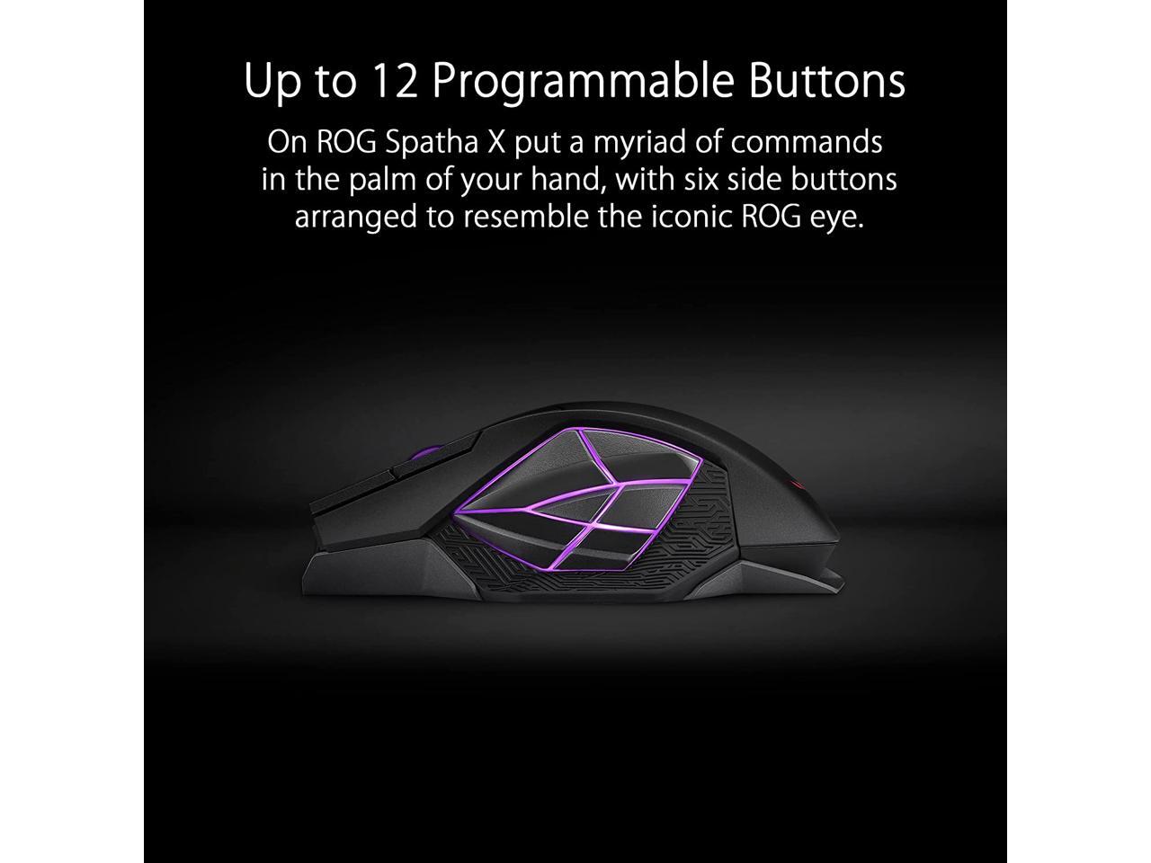 ASUS ROG Spatha X Wireless Gaming Mouse (Magnetic Charging Stand, 12 ...