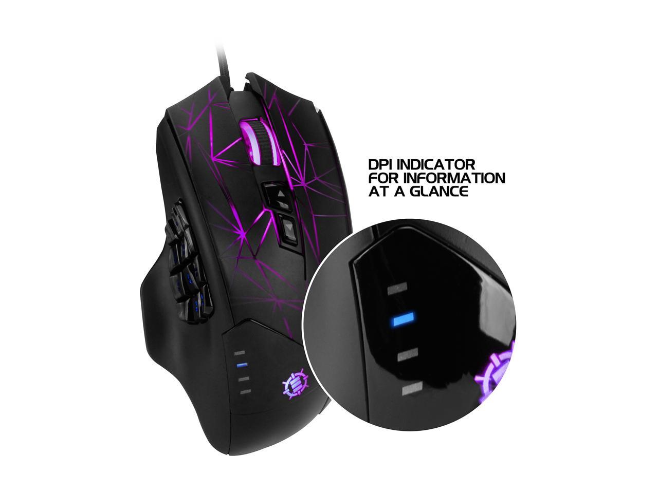 ENHANCE Theorem MOBA Gaming Mouse - 12 Programmable Buttons for MMO ...