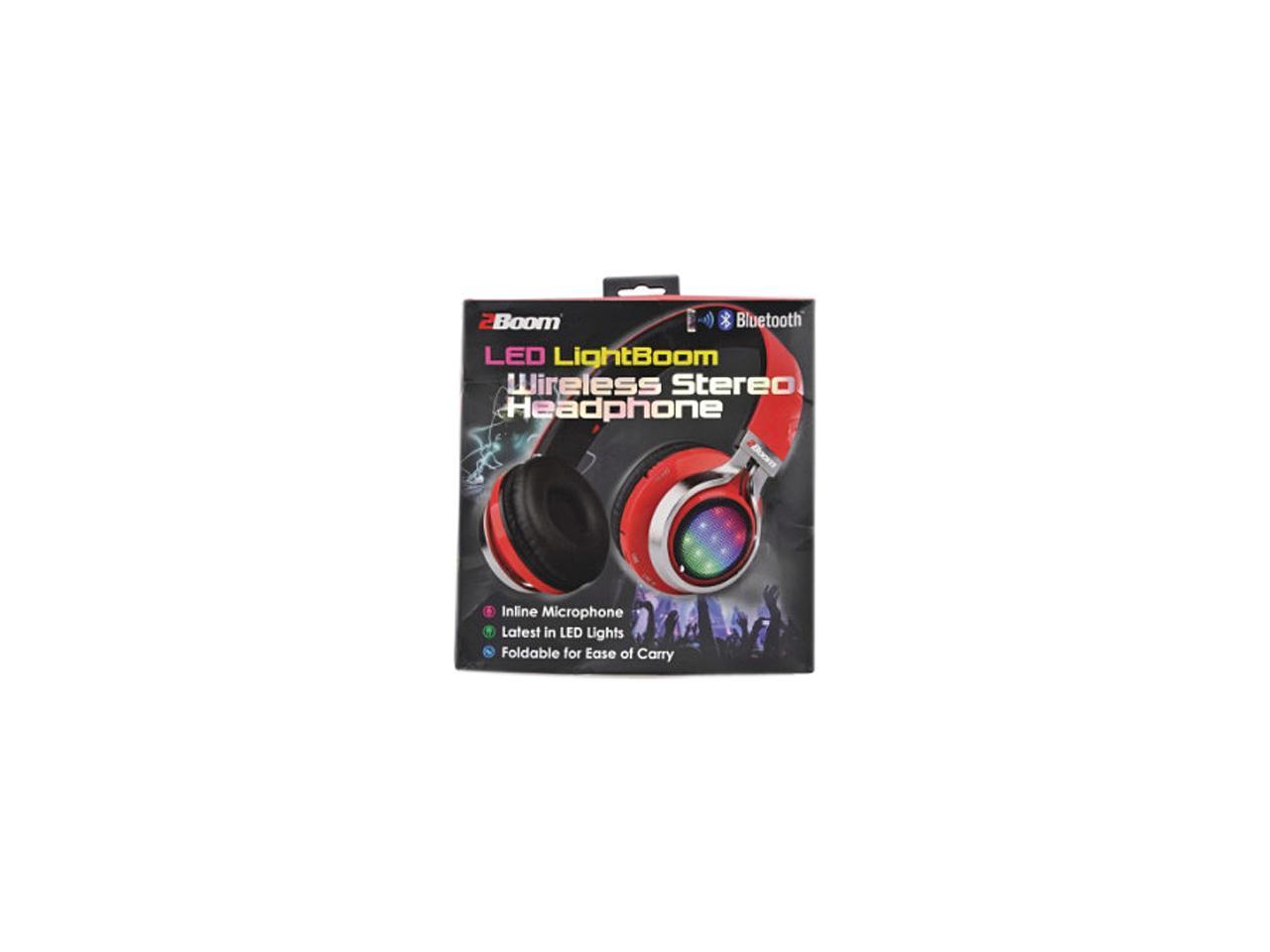 2Boom Red HPBT900R LED Lightboom Bluetooth Stereo Headphones - Newegg.com