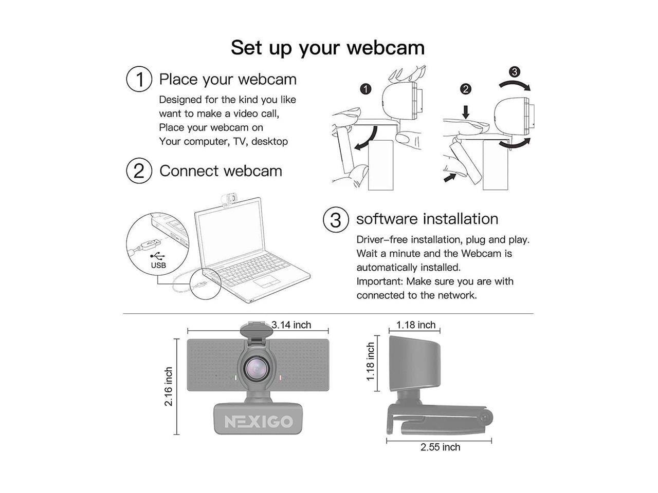 NexiGo N60 USB Computer Camera, 110-degree Wide Angle, Plug and Play ...