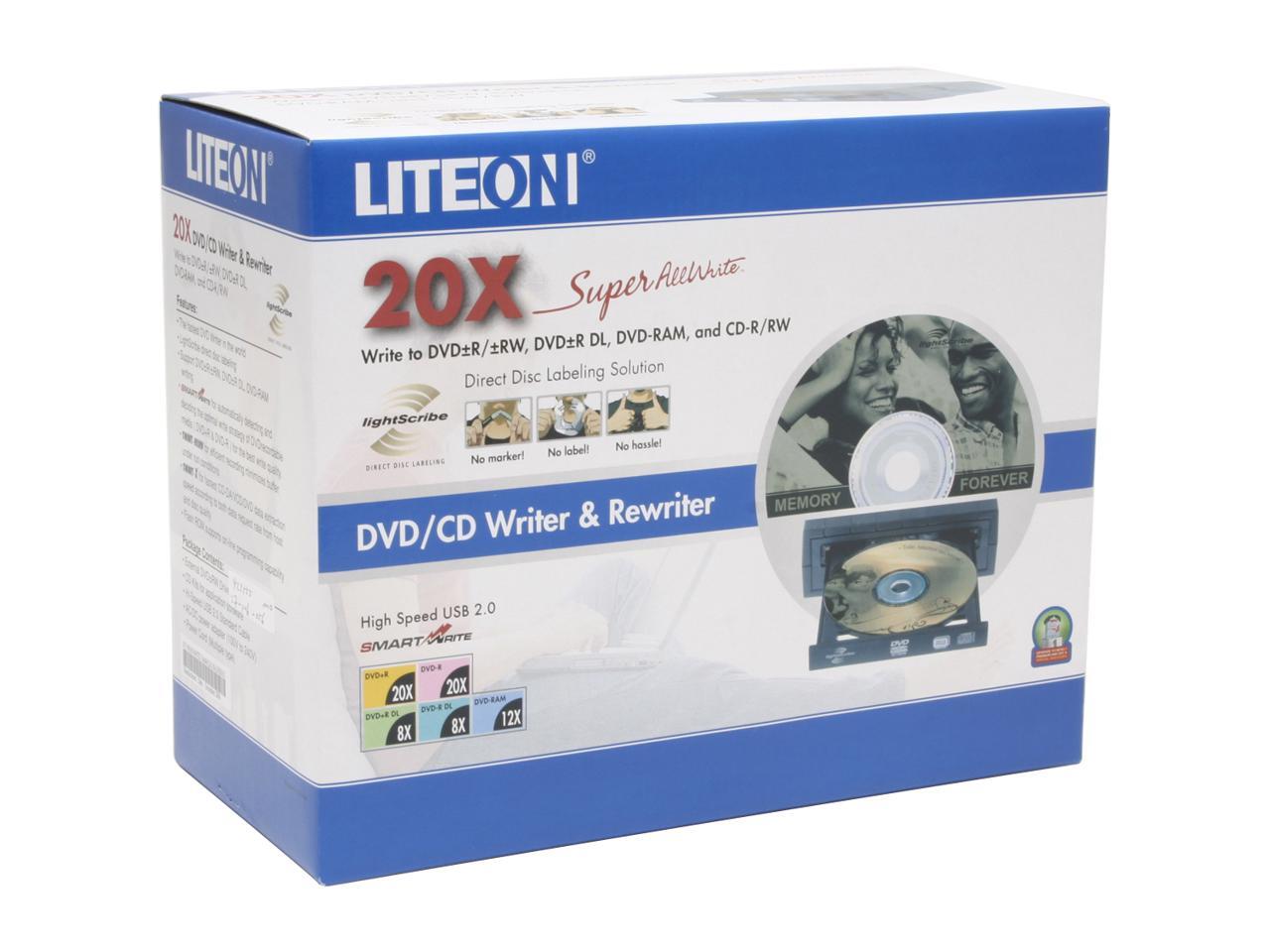 LITE-ON Black 20X DVD+R 8X DVD+RW 8X DVD+R DL 20X DVD-R 6X DVD-RW 12X ...