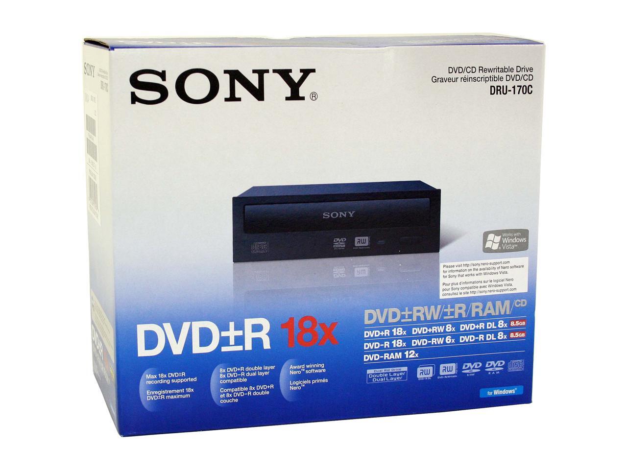 SONY 18X DVD+R 8X DVD+RW 8X DVD+R DL 18X DVD-R 6X DVD-RW 12X DVD-RAM ...