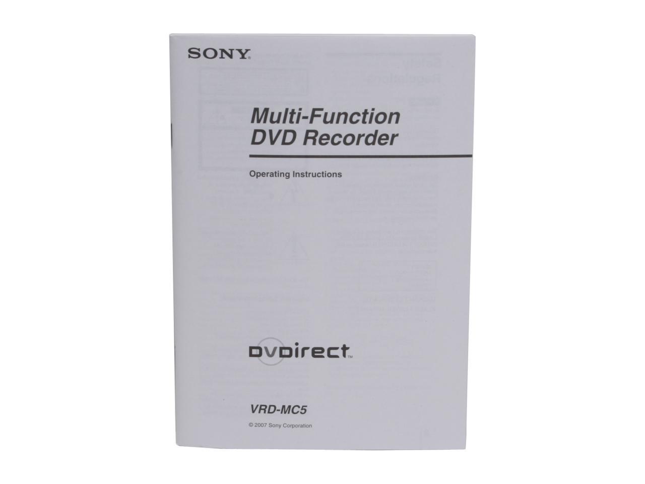 SONY USB 2.0 DVDirect MC5 Multi-Function DVD Recorder Model VRDMC5 ...