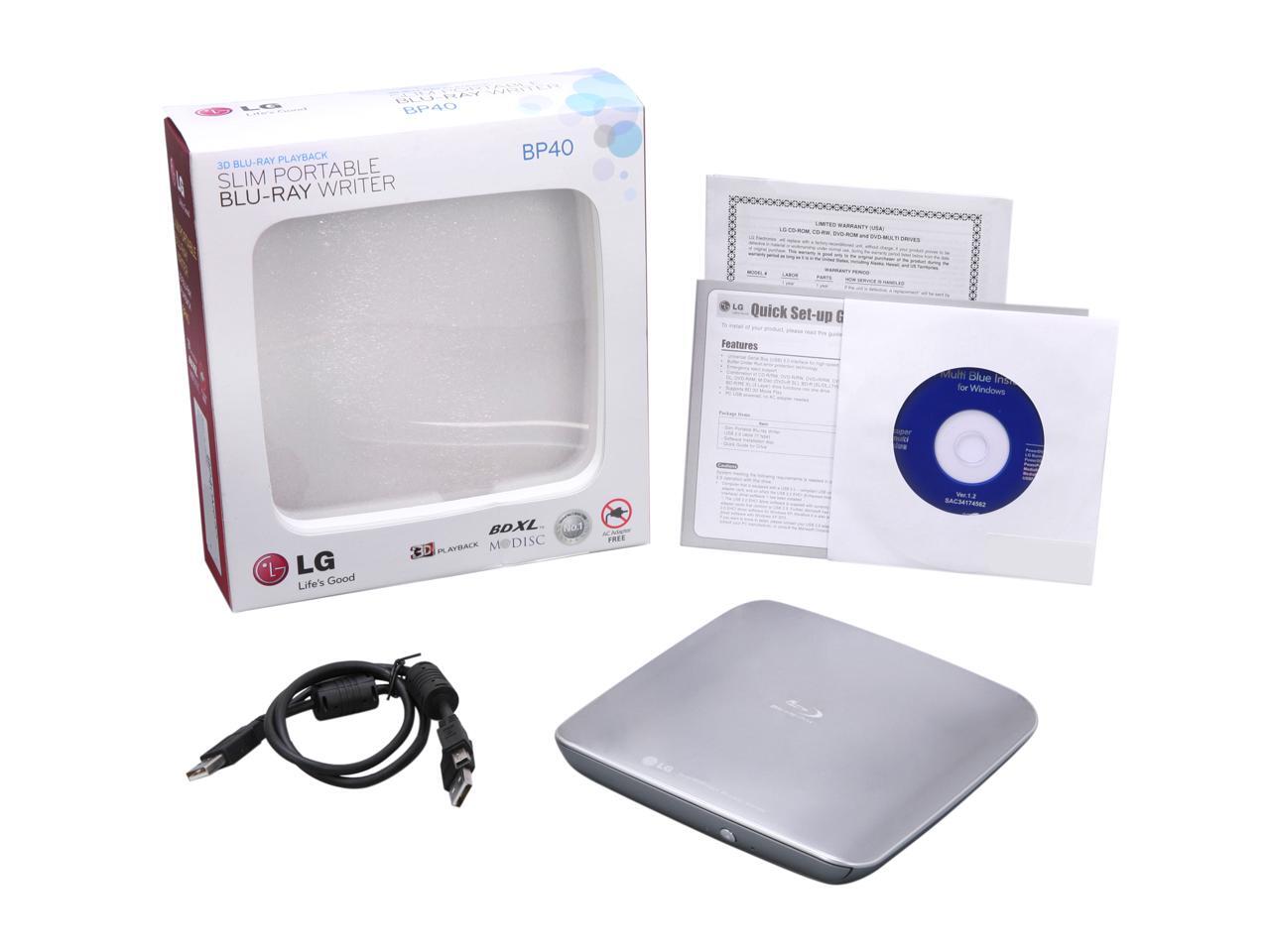 LG USB 2.0 Super Multi Blue Slim Portable Blu-ray Rewriter Model ...