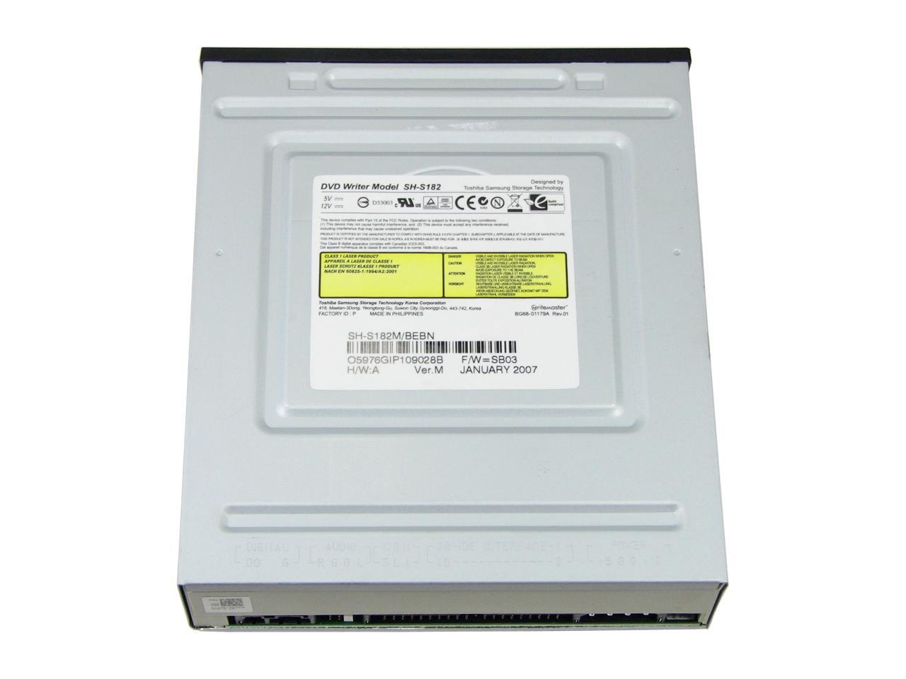 SAMSUNG 18X DVD±R DVD Burner with LightScribe Black IDE Model SH-S182M ...