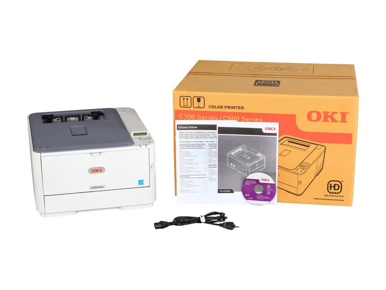 Okidata C531dn (62443701) Up to 31 ppm 1200 x 600 dpi USB/Ethernet Color Duplex Laser Printer ...