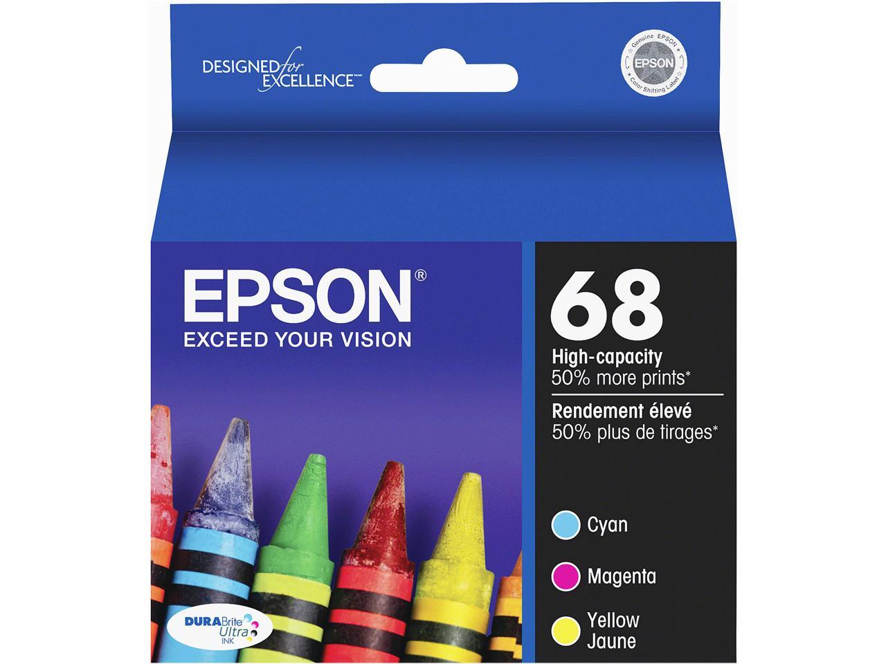 EPSON DURABrite Ultra 68 T068520-S Color Ink Cartridges, High Capacity ...