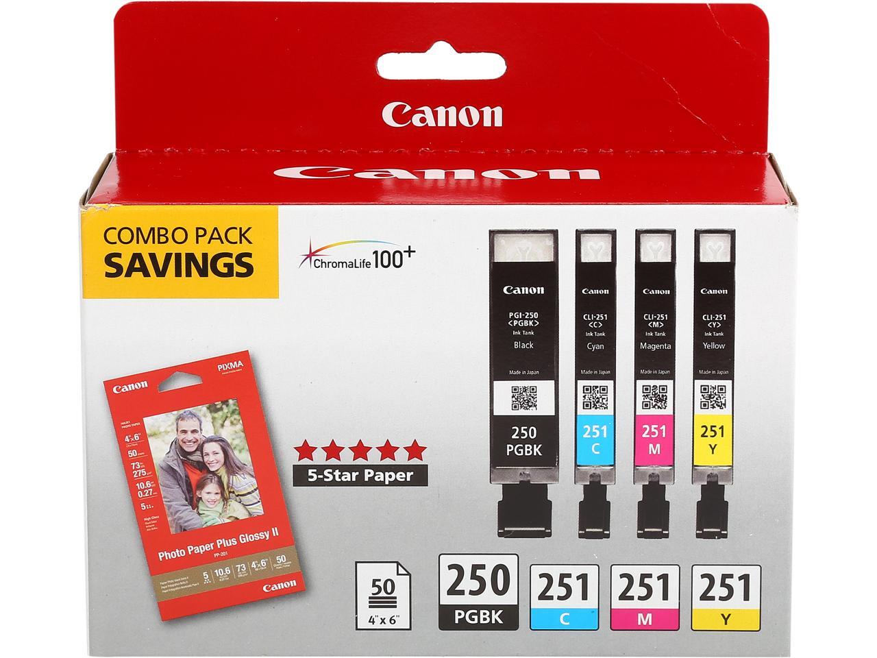 Canon PGI-250/CLI-251 Ink Cartridge - Combo Pack - Pigmented Black/Cyan ...