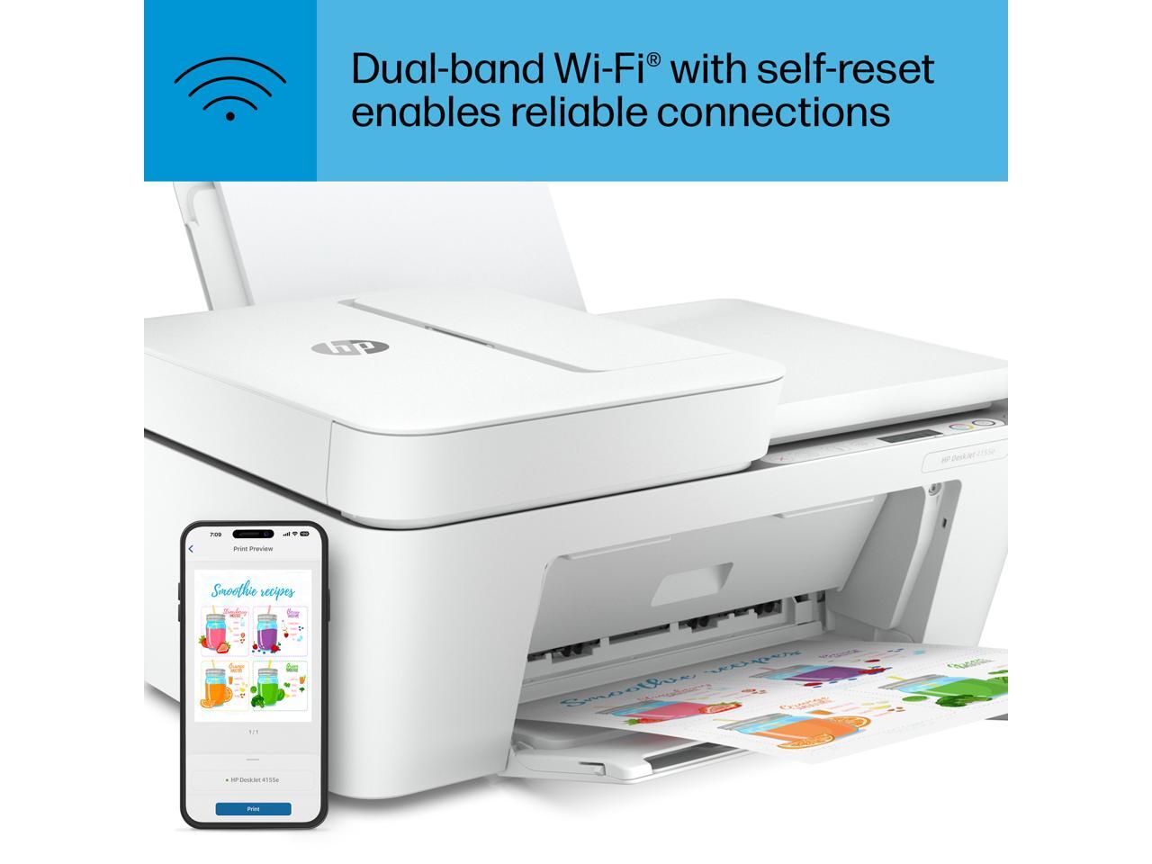 HP DeskJet 4155e All-in-One Wireless Color Printer, with Bonus 3 Months Free Instant Ink with ...